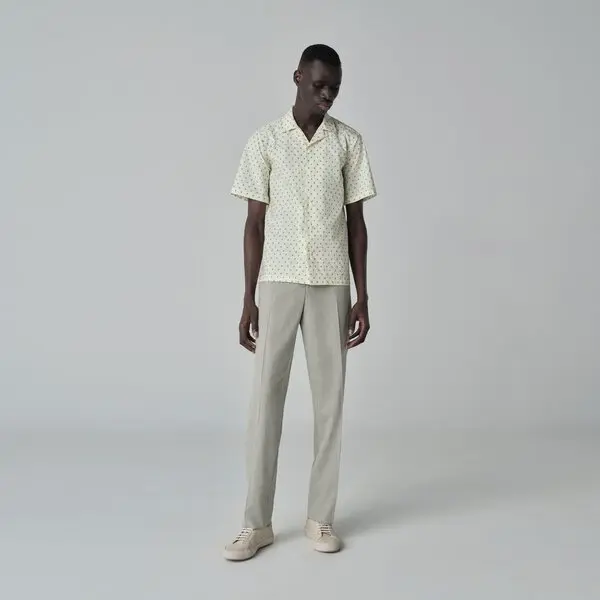 INDOCHINO London Diamond Print Sage Camp Shirt - Ivory