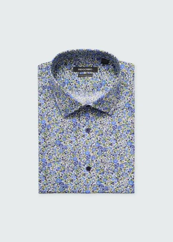 INDOCHINO London Floral Print Shirt - Blue