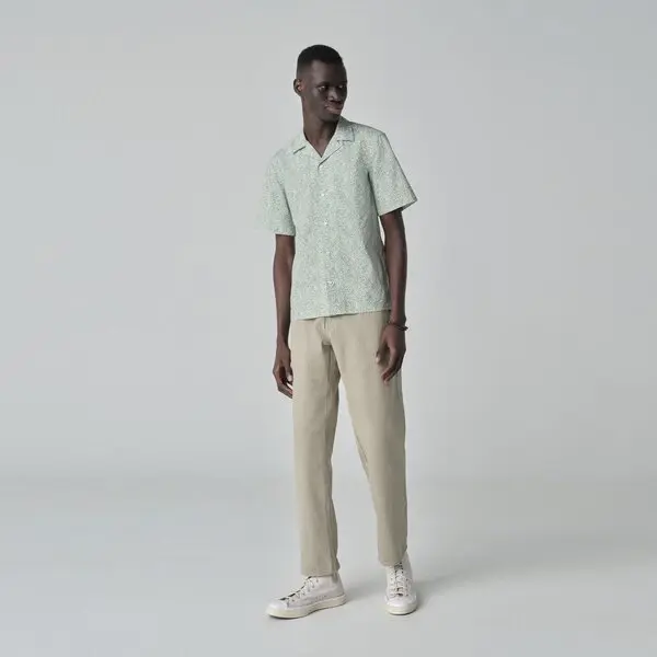 INDOCHINO London Floral Vine Print Sage Camp Shirt - Green
