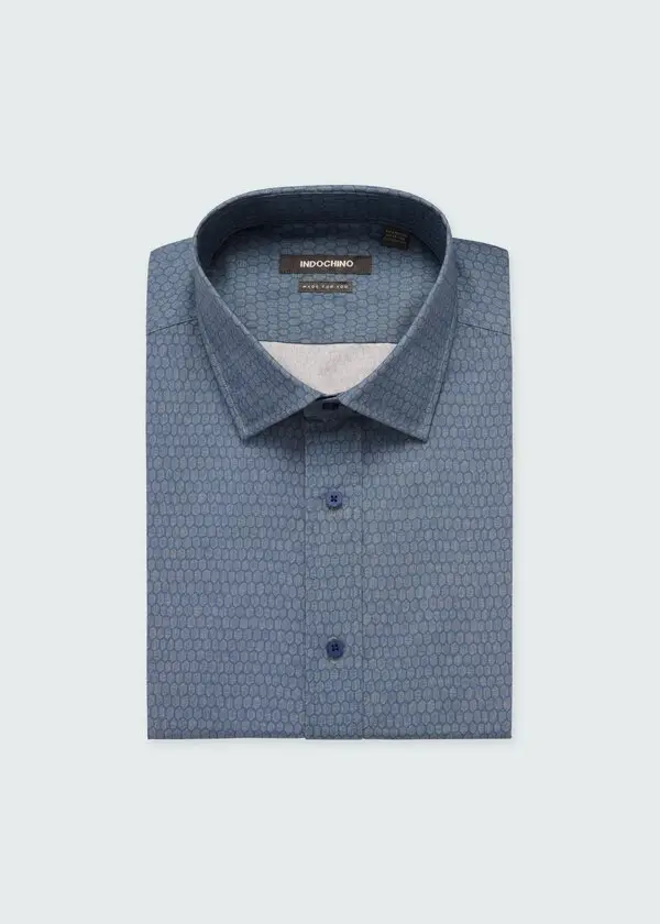 INDOCHINO London Honeycomb Print Shirt - Blue