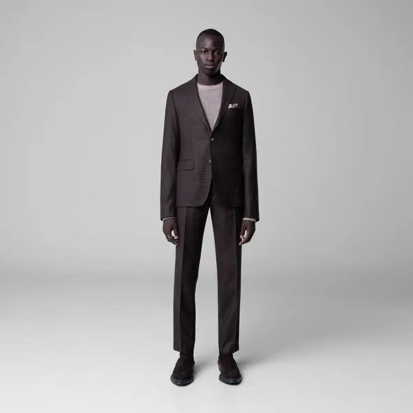 INDOCHINO Monterosso Check Suit - Brown