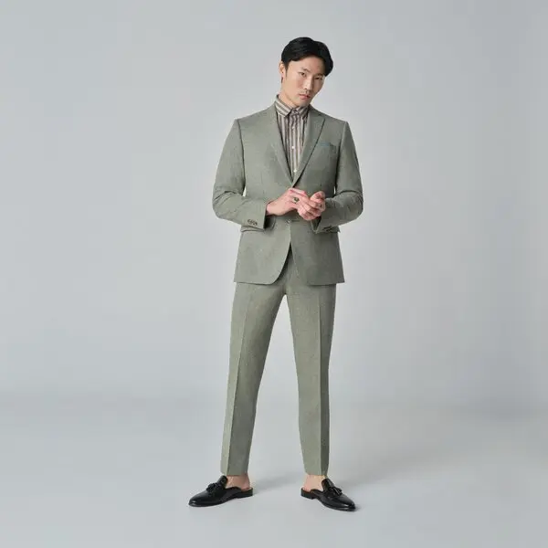 INDOCHINO Marche Wool Blend Stretch Blazer - Olive