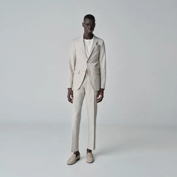 INDOCHINO Minori Wool Linen Cream Suit