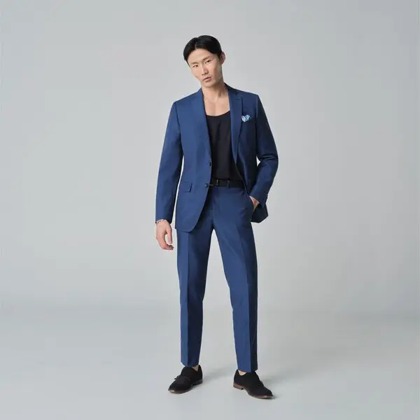 INDOCHINO Minori Wool Linen Deep Suit - Blue