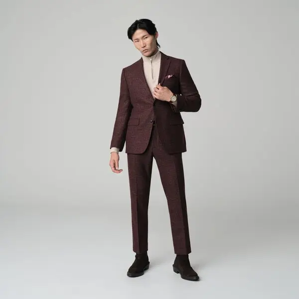 INDOCHINO Newbridge Tweed Wool Stretch Suit - Red