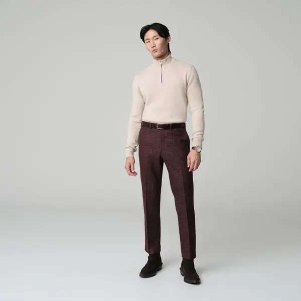 INDOCHINO Newbridge Tweed Wool Stretch Pants - Red