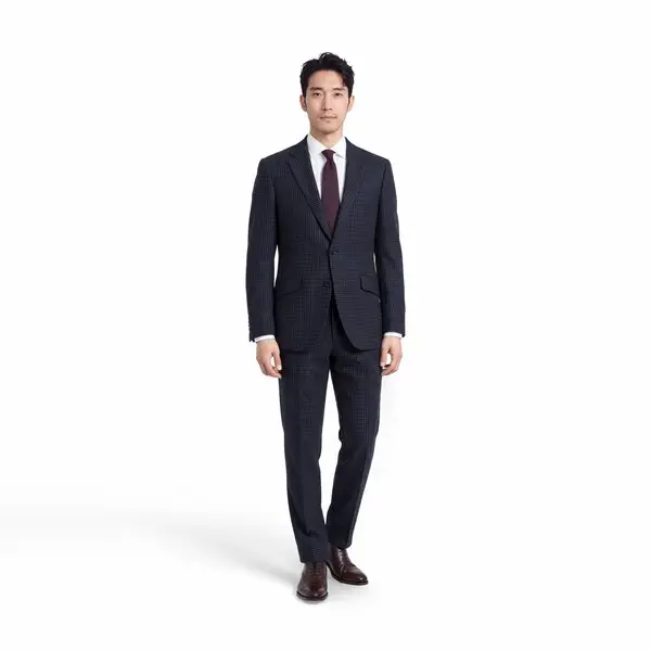 INDOCHINO Montaldo Micro Houndstooth Flannel Blazer - Navy