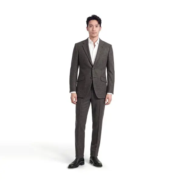 INDOCHINO Montaldo Micro Houndstooth Flannel Charcoal Suit