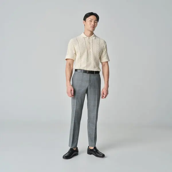 INDOCHINO Quadring Glen Check Sage Pants - Green