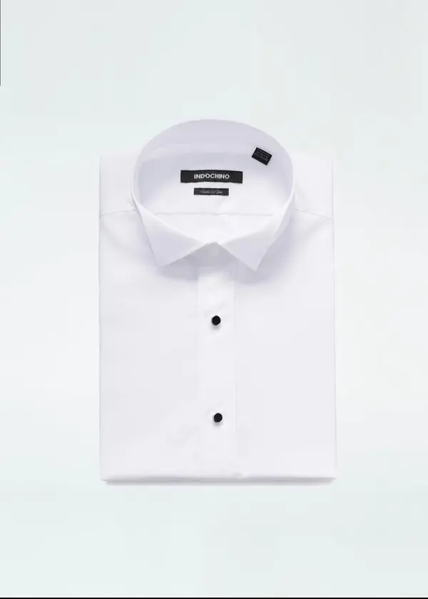 INDOCHINO Helston Plain-front Tuxedo Shirt - White