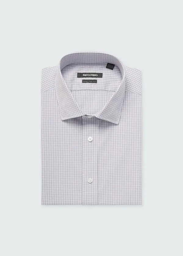 INDOCHINO Helston Anti-wrinkle Gingham Shirt - Gray