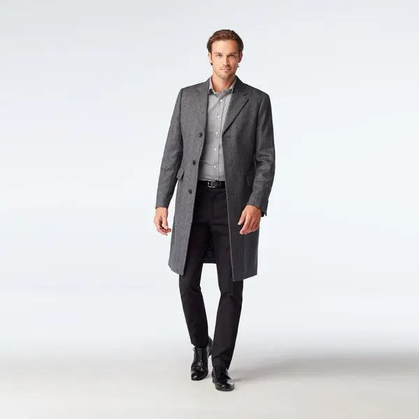 INDOCHINO Heartford Herringbone Light Quilted Overcoat - Gray