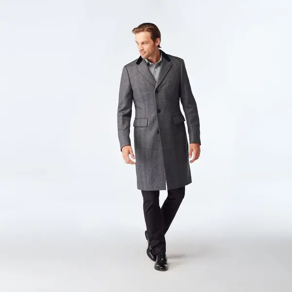 INDOCHINO Huntley Herringbone Light Chesterfield Overcoat - Gray