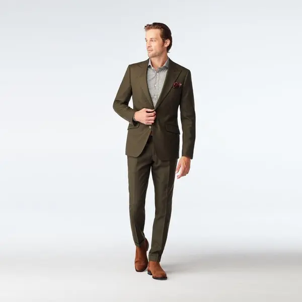 INDOCHINO Prescot Herringbone Suit - Olive