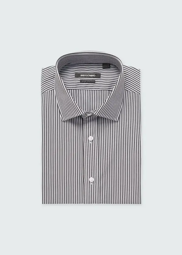 INDOCHINO Helston Anti-wrinkle Pinstripe Shirt - Black