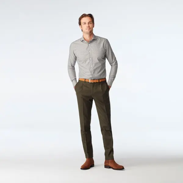 INDOCHINO Prescot Herringbone Pants - Olive