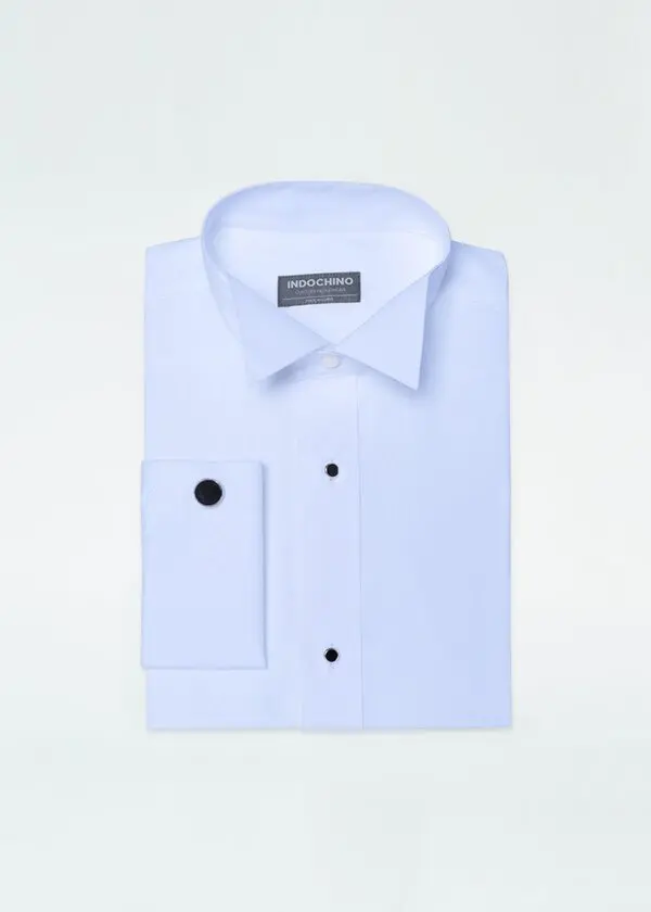 INDOCHINO Helston Plain-front Tuxedo Light Shirt - Blue