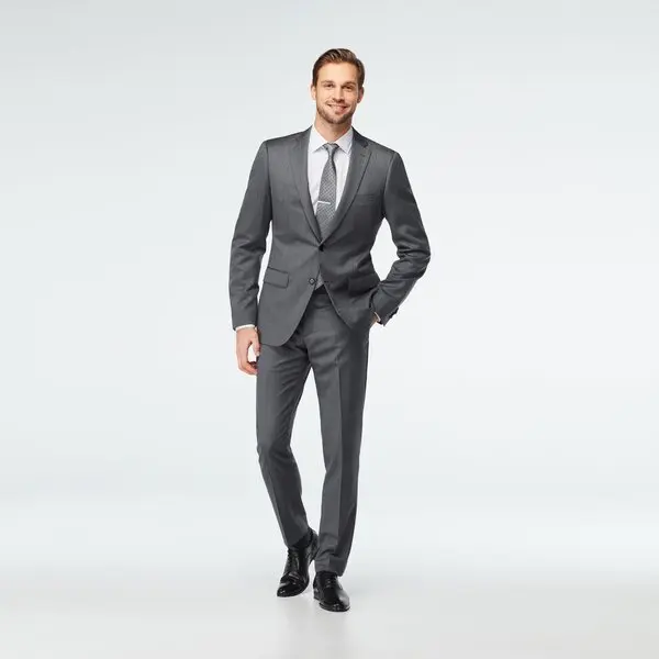 INDOCHINO Highbridge Herringbone Charcoal Suit - Gray
