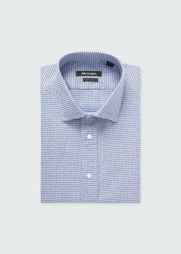 INDOCHINO Farington Houndstooth Shirt - Blue
