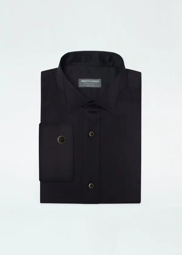 INDOCHINO Helston Plain-front Tuxedo Shirt - Black