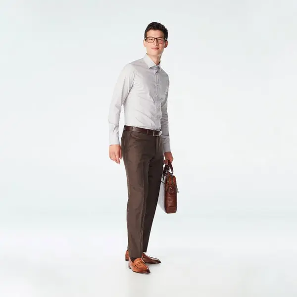 INDOCHINO Prescot Herringbone Dark Pants - Brown
