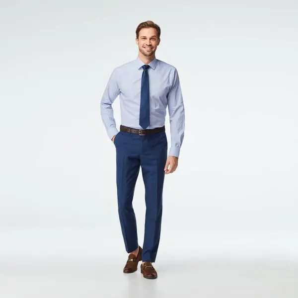 INDOCHINO Stockport Wool Linen Pants - Blue