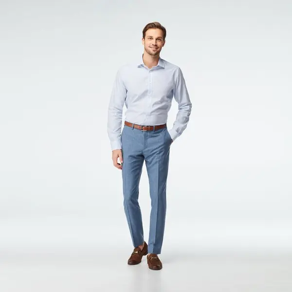 INDOCHINO Stockport Wool Linen Light Pants - Blue