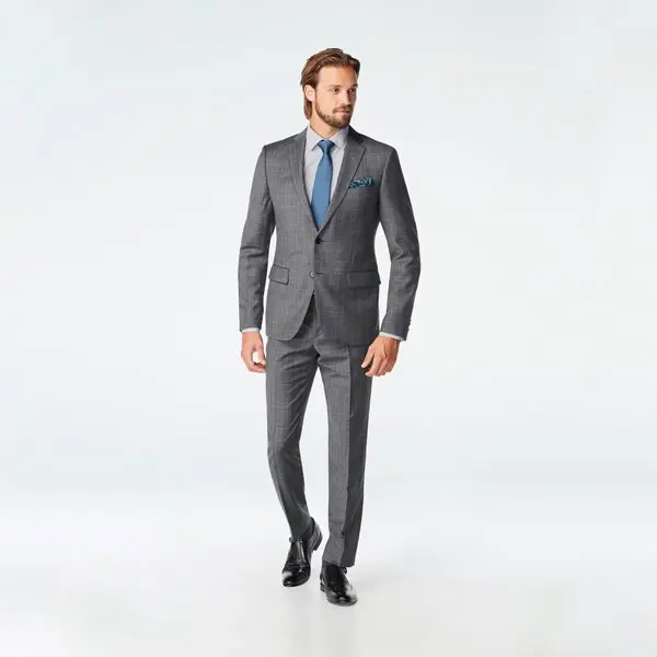INDOCHINO Harrogate Glen Check Charcoal Suit - Gray