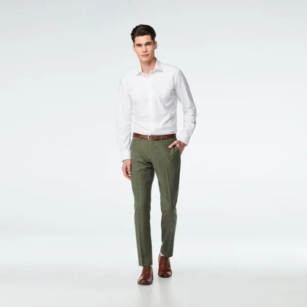 INDOCHINO Stockport Wool Linen Olive Pants - Green
