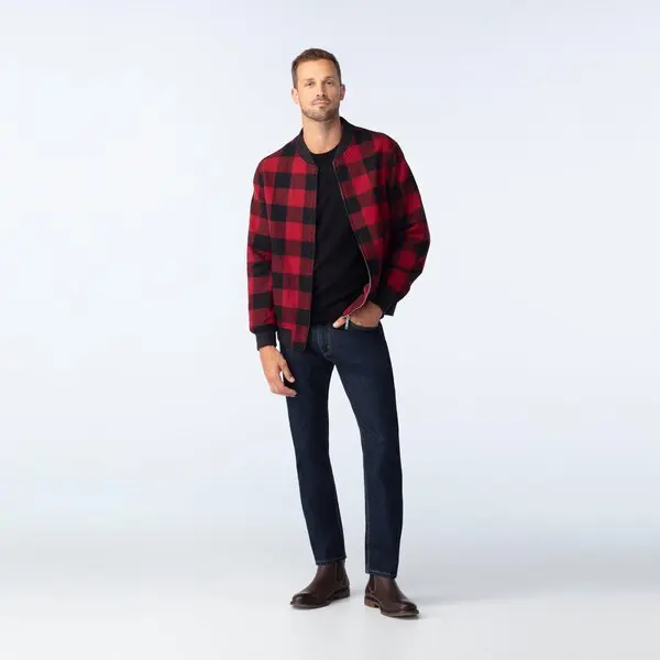 INDOCHINO Bradford Buffalo Plaid Bomber Jacket - Red
