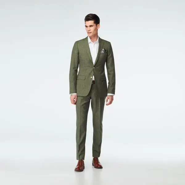 INDOCHINO Stockport Wool Linen Olive Suit - Green