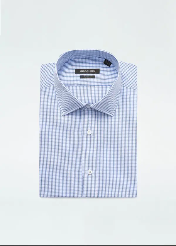 INDOCHINO Harlow Microcheck Shirt - Blue