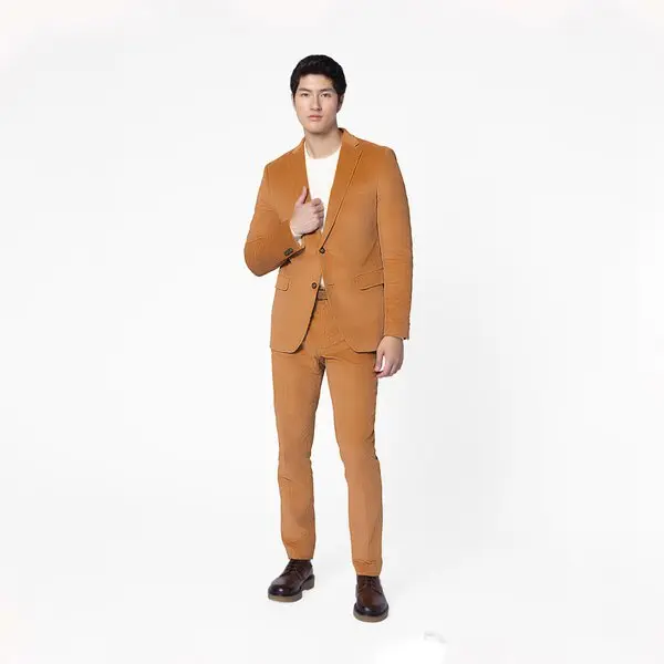 INDOCHINO Greenwich Wide Corduroy Tobacco Suit - Camel