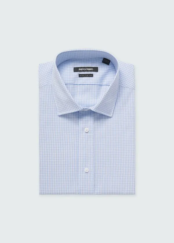 INDOCHINO Helston Anti-wrinkle Gingham Shirt - Blue