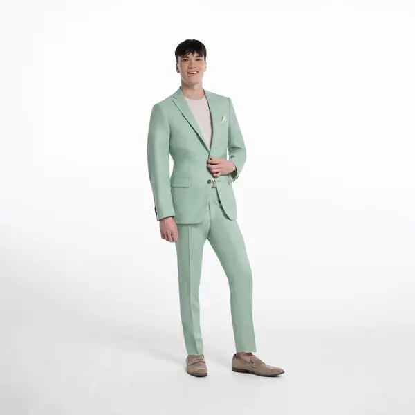 INDOCHINO Knotting Birdseye Light Sage Suit - Green