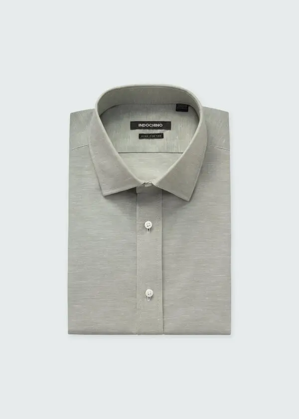 INDOCHINO Sudbury Cotton Linen Sage Shirt - Green
