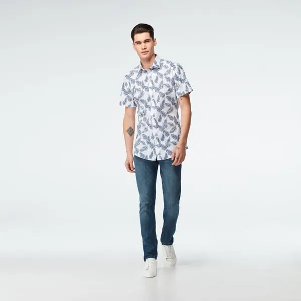 INDOCHINO Seaham Palm Print Casual Shirt - White