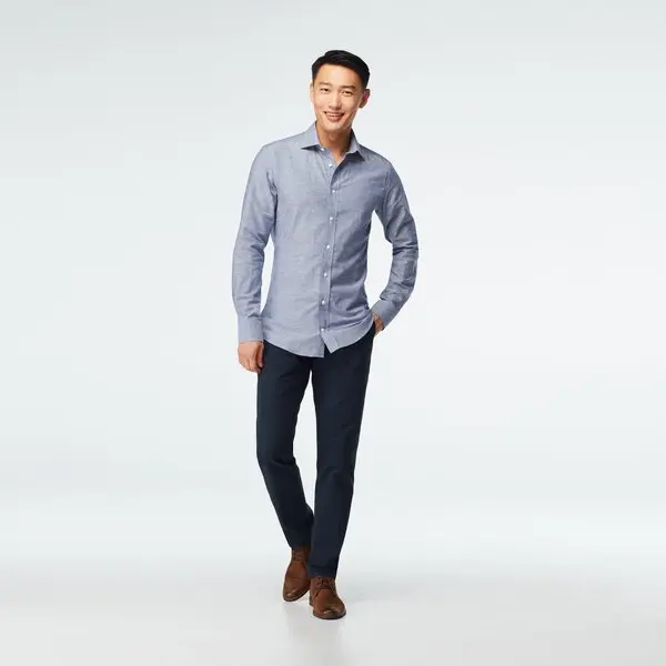 INDOCHINO Sudbury Cotton Linen Casual Shirt - Navy