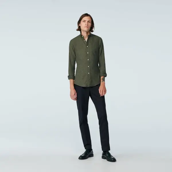 INDOCHINO Glynn Brushed Melange Casual Shirt - Olive