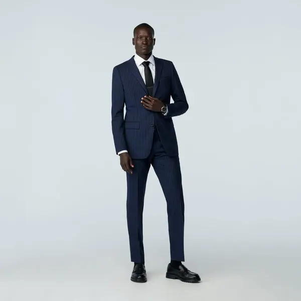 INDOCHINO Howell Wool Stretch Fineline Blazer - Navy