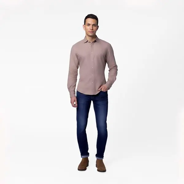 INDOCHINO Glynn Brushed Melange Casual Shirt - Sand