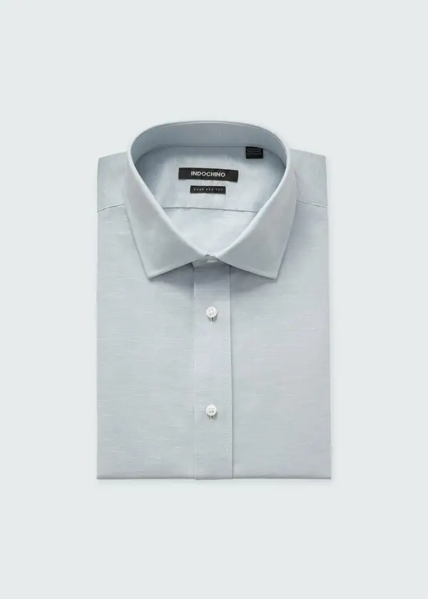 INDOCHINO Sudbury Cotton Linen Light Shirt - Blue
