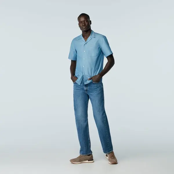 INDOCHINO Lea Washed Light Camp Shirt - Blue