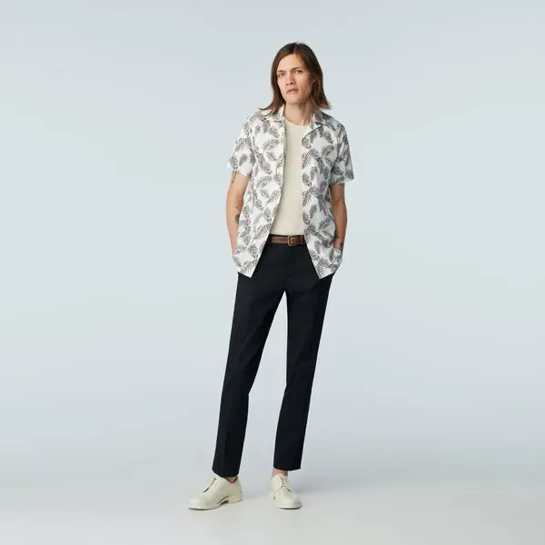 INDOCHINO Seaham Palm Print Apricot Camp Shirt - Yellow