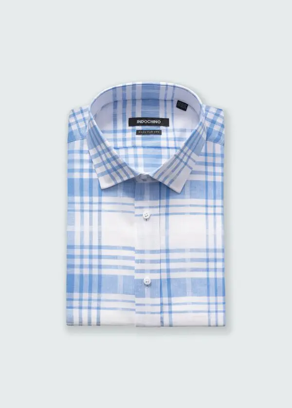 INDOCHINO Kirkley Plaid Light Shirt - Blue