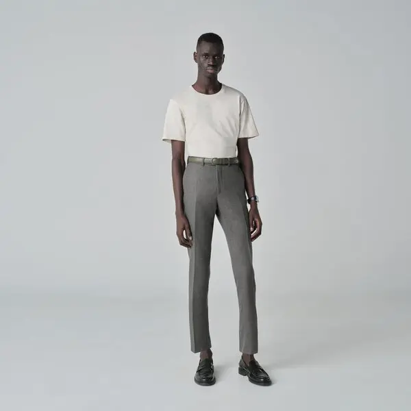 INDOCHINO Mezzana Wide Twill Flannel Olive Gray Pants - Green