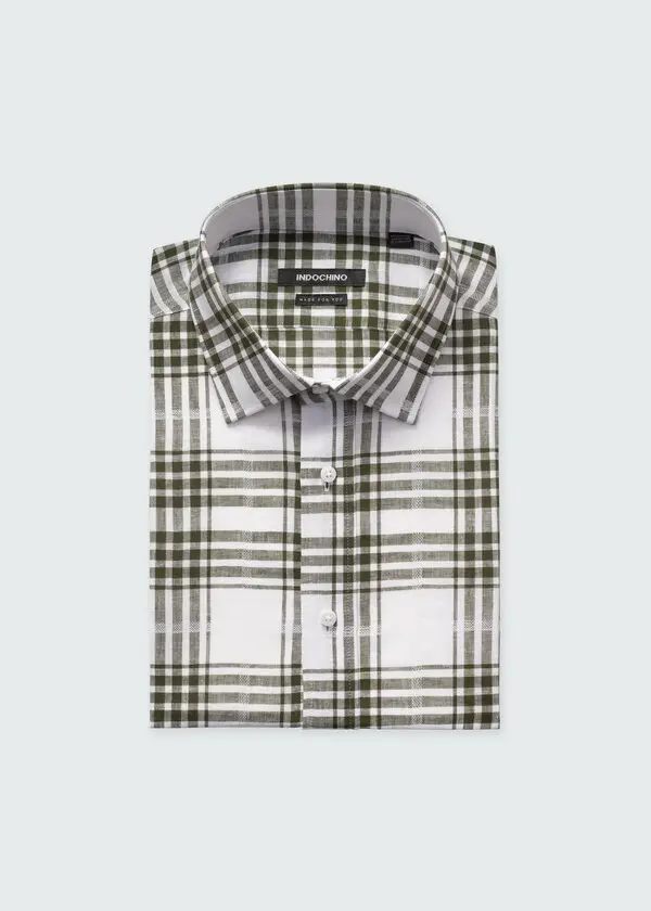 INDOCHINO Kirkley Plaid Shirt - Olive