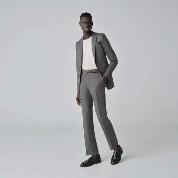 INDOCHINO Mezzana Wide Twill Flannel Olive Suit - Gray