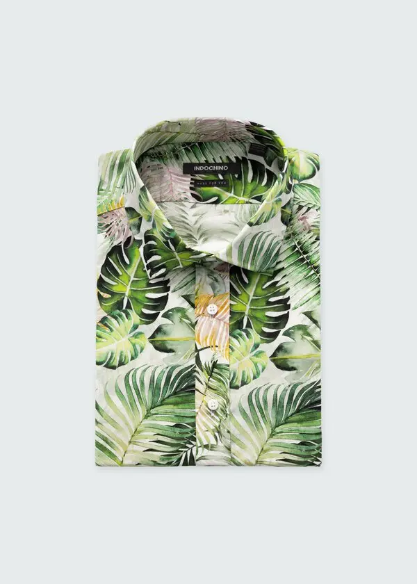 INDOCHINO Kenwick Palm Leaves Shirt - Green