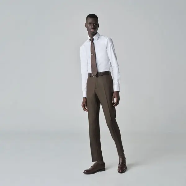 INDOCHINO Mezzana Wide Twill Flannel Pants - Olive